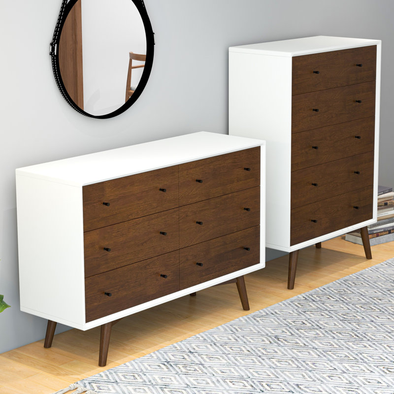 Gauvain Modern 5 6 Drawer Solid Wood Dresser Set In White